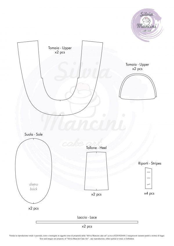 BABY SHOES: template and step by step. - Silvia Mancini Cake Art ...